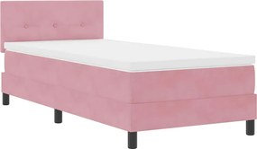 Postel s boxspringem s čelo Růžová 100 x 200 cm samet 3339157