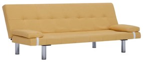 vidaXL 282190 Marketos Sofa Bed with Two Pillows Yellow Polyester