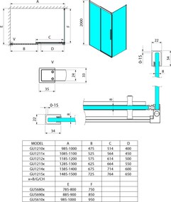 Gelco Luxor Black sprchové dveře do niky 140 x 200 cm posuvné černá čiré sklo GU1214B
