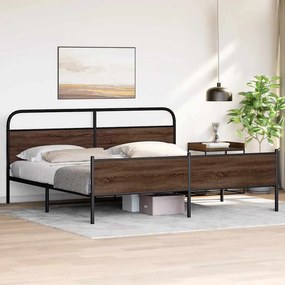 Kovový rám postele bez matrace hnědý dub 193 x 203 cm 3318712