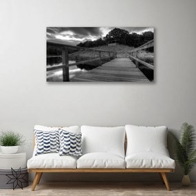 Obraz na plátně Molo Černobílé Jezero 140x70 cm
