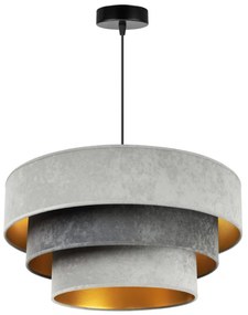 Závěsné svítidlo MEDIOLAN, 1x světle šedé/šedé/zlaté textilní stínítko (výběr ze 2 barev konstrukce)