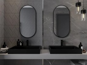 Mexen Loft oválné koupelnové zrcadlo 90 x 45 cm, černý rám - 9851-090-045-000-70
