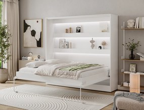 Devesto Sklápěcí postel Horizontální 160 Bílá LED