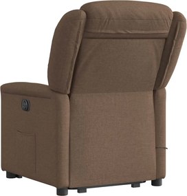 Zvedací masážní polohovací křeslo hnědé textil 3303208