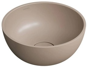 OMNIRES Shell M+ - Umyvadlo na desku, průměr 35 cm, bez přepadu, bez otvoru pro baterii, matná béžová SHELL350UNDB