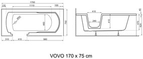 Polimat Vovo akrylátová vana sedací Délka vany: 170cm