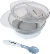 KikkaBoo Miska s přísavkou  víčkem a lžičkou Blue / od 4 měsíců