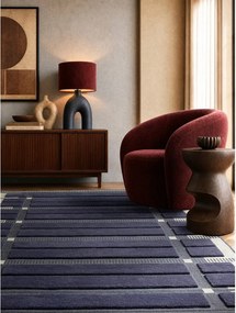 Tmavě modrý/béžový ručně tkaný vlněný koberec 160x230 cm – Asiatic Carpets