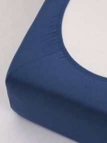 MK Lůžkoviny Jersey prostěradlo s elastanem Deluxe 220 × 200 cm – tmavě modré