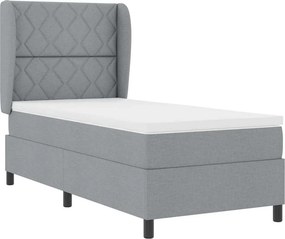 Postel s boxspringem s čelo Světle šedá 90 x 190 cm textil 3340599