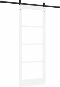 Posuvné dveře 83 x 211 cm Masivní borové dřevo a sklo Bílá 3332336
