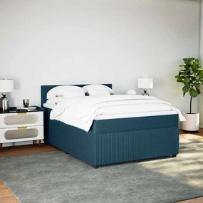 Box spring postel s matrací modrá 140 x 200 cm samet 3290062