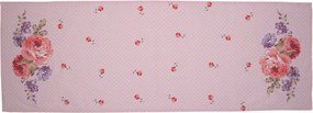 Růžový bavlněný běhoun na stůl s růžemi Dotty Rose - 50*140 cm