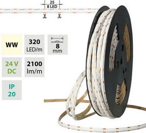 LED pásek McLED 24V COB teplá bílá 320LED/m 16,8W/m CRI90 8mm ML-126.131.90.2