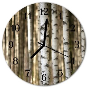 Nástenné skleněné hodiny Birch lesní strom