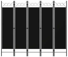 5dílný skládací paraván černý 200 x 180 cm 320710