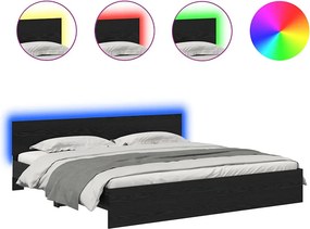 Rám postele s LED pásky Černý dub 200 x 200 cm Kompozitní dřevo 3403603