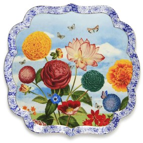 Pip Studio Royal Multi čtvercový porcelánový talíř 38cm, barevný (krásně zdobený porcelánový talíř)