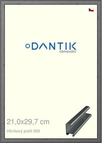 DANTIK rámeček 21x29,7 | ALU profil 7269 Ššedá broušená (Sklo Čiré)