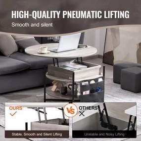Konferenční stolek Lift Top 89,7 cm kulatý do obývacího pokoje Bílý