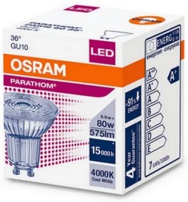 LED žárovka GU10 PAR16 OSRAM PARATHOM 6,9W (80W) neutrální bílá (4000K), reflektor 36°