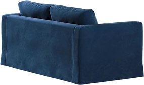 Potah na pohovku IKEA  Karlstad 2-místná , nerozkládací, dlouhý barva tmavě modrá látka lesklé, sametová