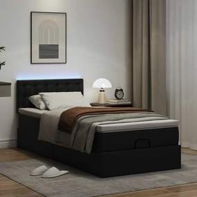 Osmanský rám postele s matrací černý 80x200cm umělá kůže 3312122
