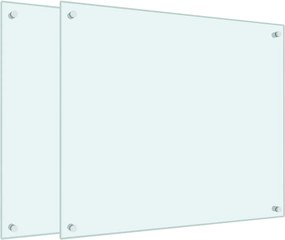 Kuchyňské panely 2 ks bílé 70 x 60 cm tvrzené sklo 3315785