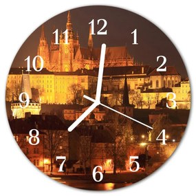 Nástenné skleněné hodiny Praha fi 30 cm