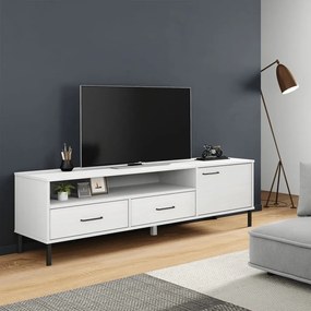 351029 vidaXL TV skříňka s kovovými nohami bílá masivní borové dřevo OSLO