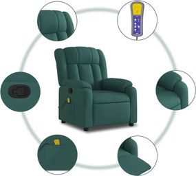 Masážní křeslo s polohovacím mechanismem, tmavě zelené, látkové 3206255