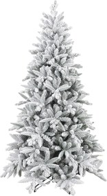 HOMCOM Vánoční stromek 180 cm, zasněžený, zpomalující hoření, kovový podstavec, tvarovatelné větve, zelený