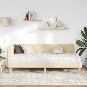 Rohový rám postele Krémová 90 x 190 cm textil 3394115