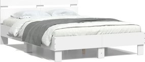 vidaXL Rám postele s čelem a LED osvětlením 135 x 190 cm [3207568] Barva: Bílá