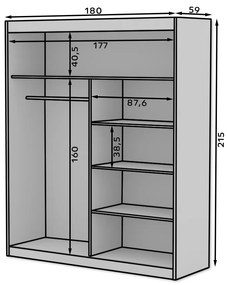 ADRK Šatní zrcadlová skříň posuvná ESTI S, dub sonoma Šířka (cm): 120