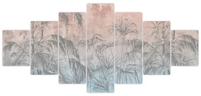Obraz - Tropické rostliny na zdi (210x100 cm)