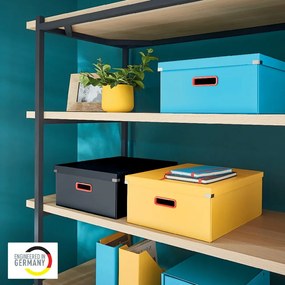 Modrý kartonový úložný box s víkem 48x37x20 cm Click&amp;Store – Leitz