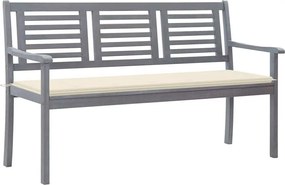 vidaXL 3místná zahradní lavice s poduškou 150 cm eukalyptus [3061060] Barva: krémová