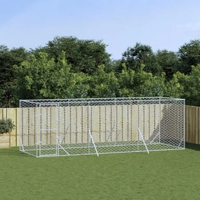 Venkovní psí kotec stříbrný 6 x 2 x 2 m pozinkovaná ocel 3190459