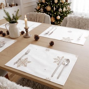 Goldea vánoční prostírání na stůl 100% bavlněné plátno - sněhové vločky na bílé - sada 2ks 30 x 40 cm