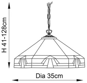 Endon 64285 - Lustr na řetězu Tiffany NEVADA 1xE27/60W/230V pr. 35 cm