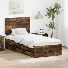 Rám postele s čelo Kouřový dub 90 x 200 cm Inženýrské dřevo 3412634