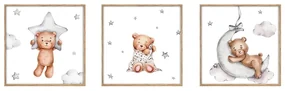 Dětské obrázky v sadě 3 ks 20x20 cm Teddy Bear