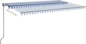 Ručně zatahovací markýza s LED světlem 500x300 cm modrá a bílá 3069141
