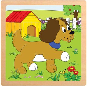 WOODY DŘEVO Puzzle baby vkládací na desce 4 dílky v rámečku 4 druhy 93017