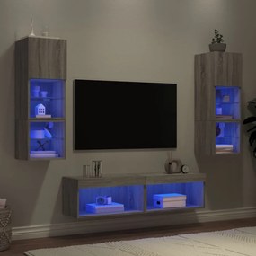 vidaXL 6dílná obývací stěna s LED kompozitní dřevo [3216618] Barva: šedá sonoma