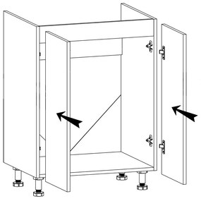 ASPEN gr | dolní skříňka D60Z na dřez | šedá lesk