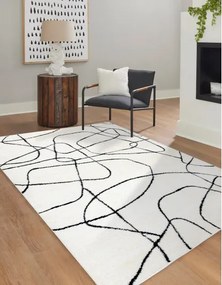 Dywany Łuszczów, Kusový koberec Mode 8522 abstract cream/black, 80x150, bílá, chodba / předsíň