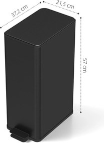 Odpadkový koš 20 l, měkce uzavíratelné víko, přihrádka na deodorant, odolný proti otiskům prstů, nerezová ocel, černý